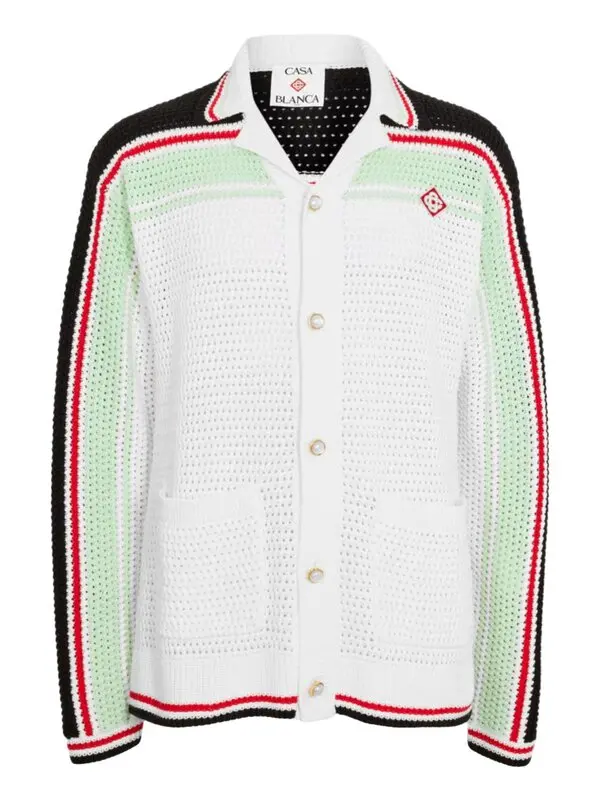Casablanca Tennis Crochet Sweater - White