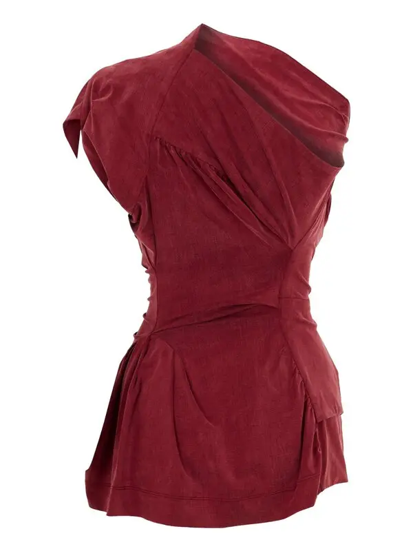 VIVIENNE WESTWOOD Asymmetrical Draped Top - Burgundy