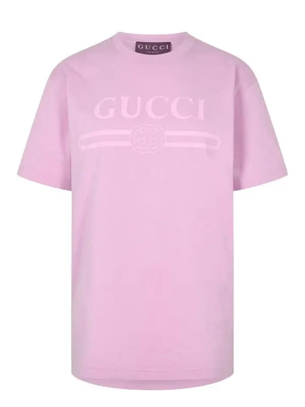 Gucci Logo Print Crewneck T-shirt - Pink
