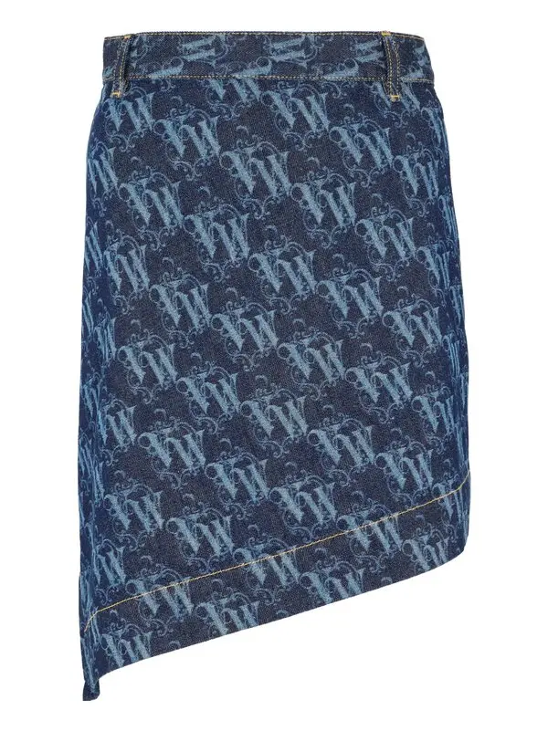 VIVIENNE WESTWOOD Asymmetrical Monogram Denim Skirt - Blue