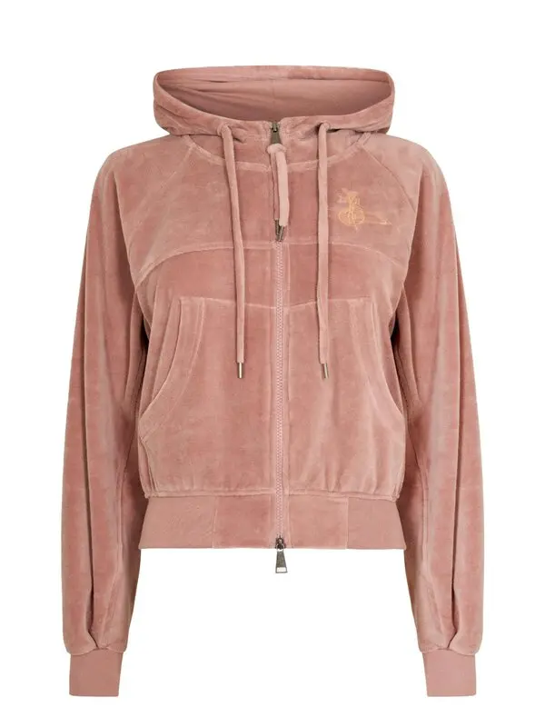 VIVIENNE WESTWOOD Full Zip Hooded Sweatshirt With Pockets - Pink