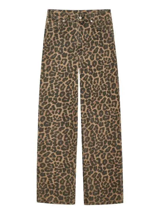 ANINE BING Leopard Print Casual Pants - Green