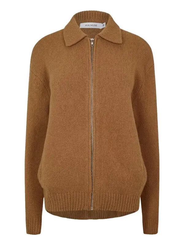 AYA MUSE Knitted Zip-up Jacket - Brown