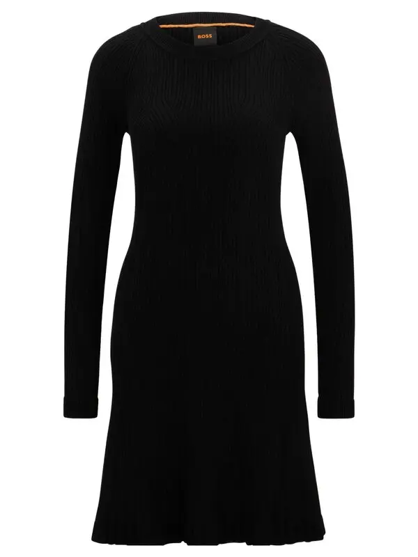 Hugo Boss Ribbed Knit Mini Dress - Black