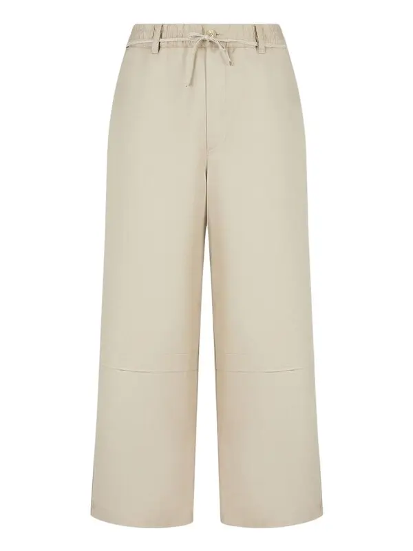 Emporio Armani Cropped Wide-leg Trousers With Drawstring Waist - Nude