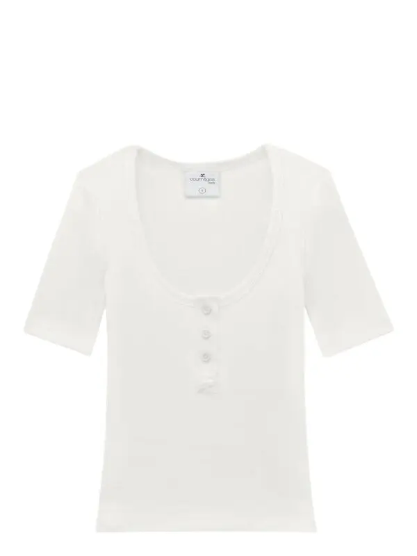 COURREGES Ribbed T-shirt - White