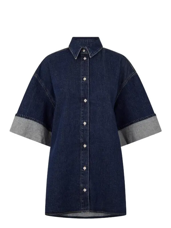 7 For All Mankind Nina Short-sleeve Shirt - Rinse Blue