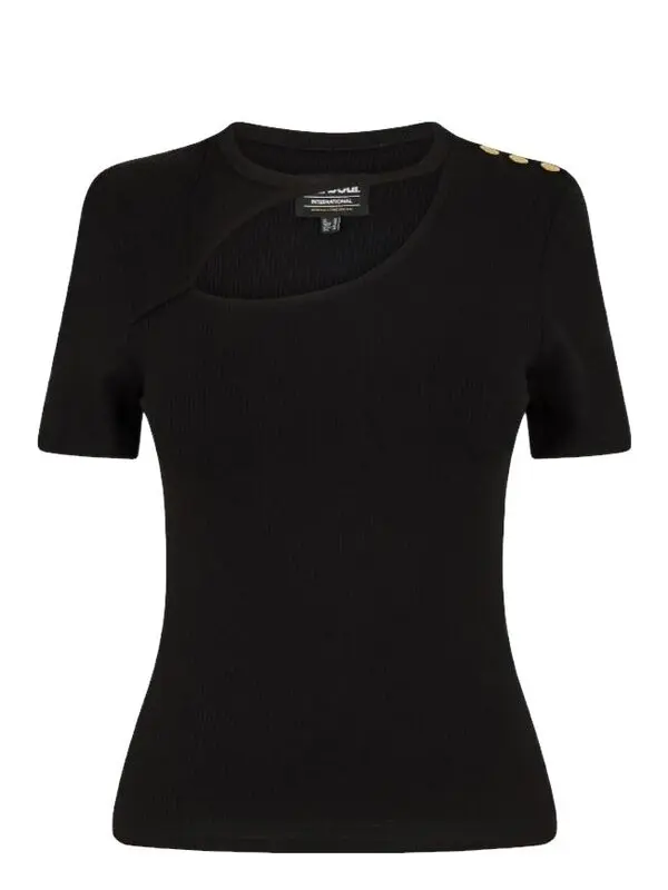 Barbour Short Sleeve Cutout Neck T-shirt - Black