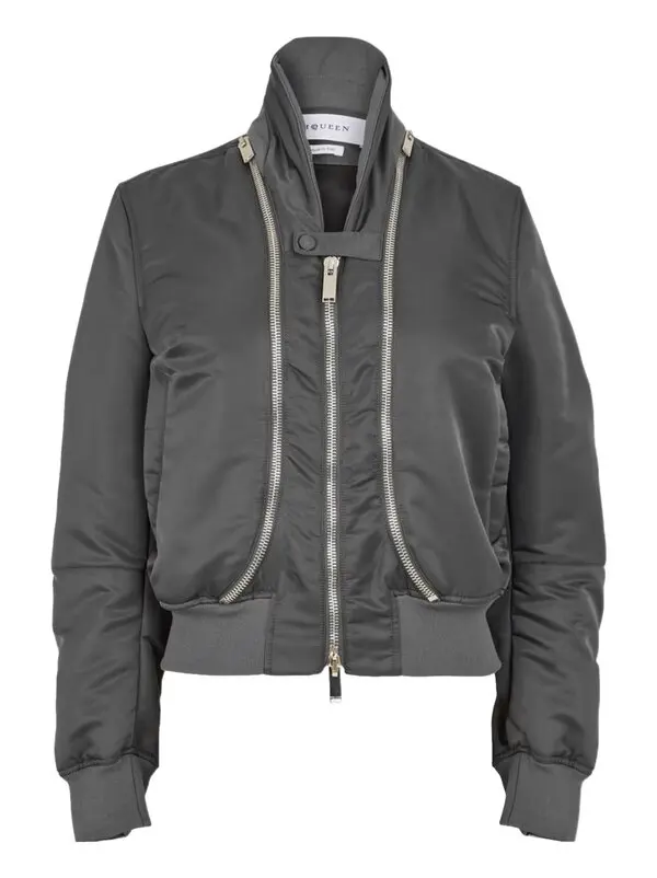 Alexander McQueen Stand-up Collar Bomber Jacket - Black