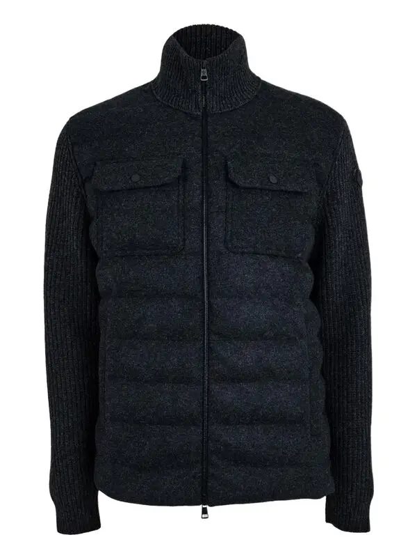 Moncler Zip-up Knit Jacket With Padded Front - Black
