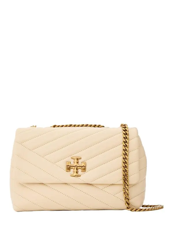 Tory Burch Chevron Quilted Leather Shoulder Bag - Nude