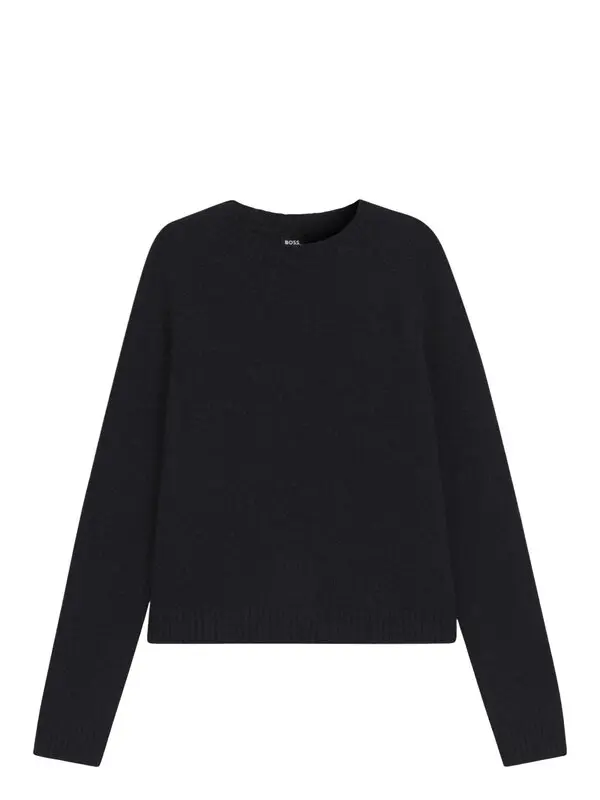 Hugo Boss Crew Neck Cropped Knit Sweater - Black