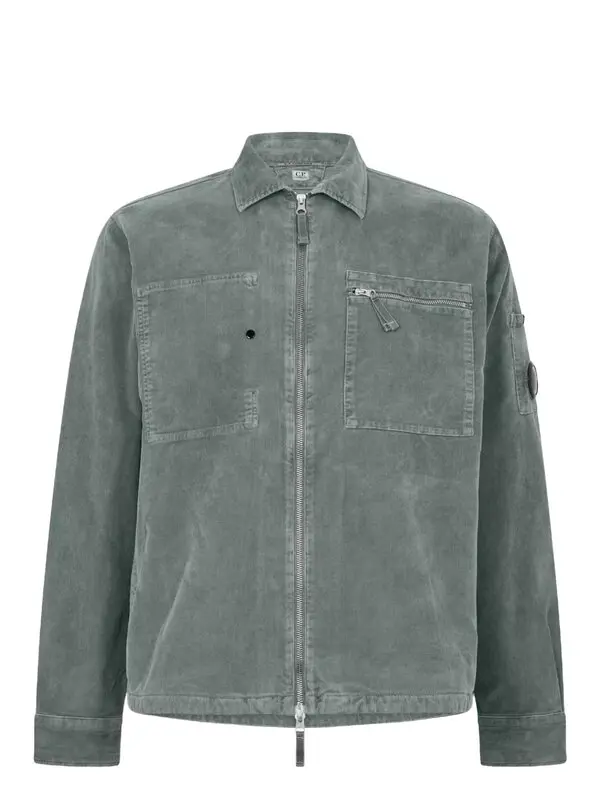 C.P. COMPANY Corduroy Long Sleeve Zip Overshirt - Gray