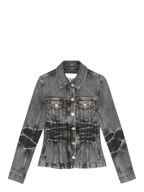 GANNI Tailored Denim Jacket With Gold-tone Buttons - Black
