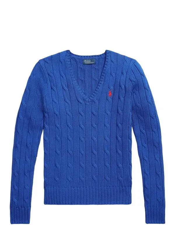 Polo Ralph Lauren Cable Knit V-neck Sweater - Blue