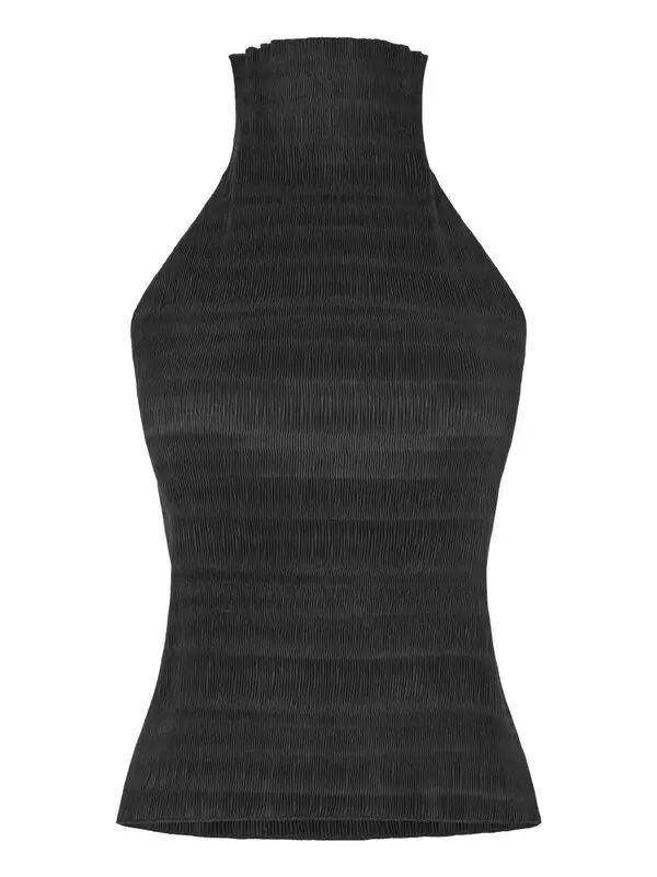 Magda Butrym High-neck Pleated Tank Top - Black