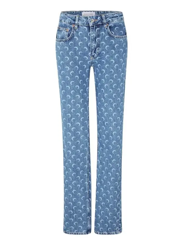 MARINE SERRE Moon Print Denim Trousers - Blue