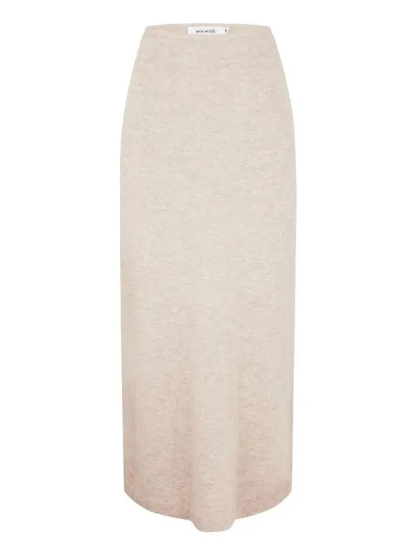 AYA MUSE Knitted Maxi Skirt With Pleated Hem - Nude