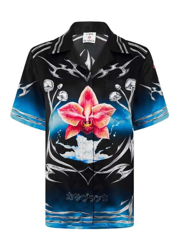 Casablanca Printed Short Sleeve Shirt - Black