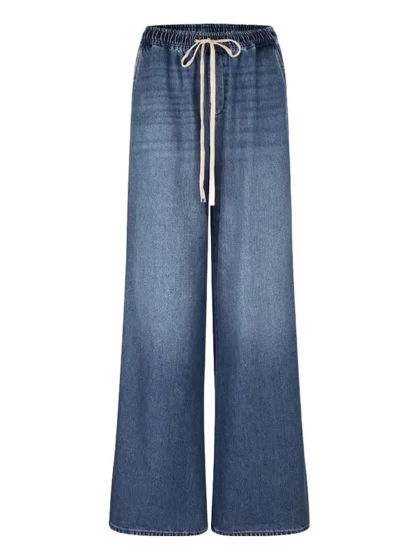 7 For All Mankind Elastic Waist Wide Leg Jeans - Blue