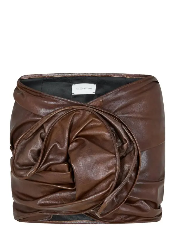 Magda Butrym Leather Wrap Midi Skirt - Brown