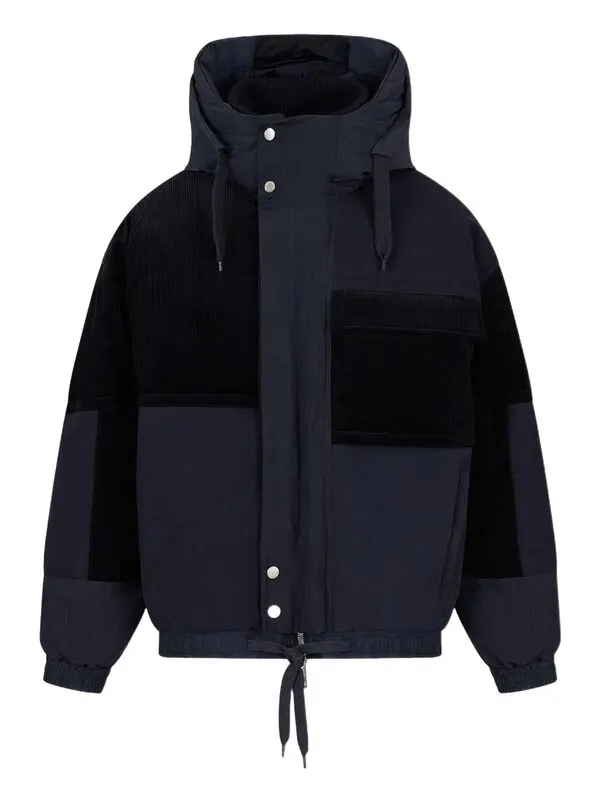 Emporio Armani Color-block Hooded Down Jacket - Black