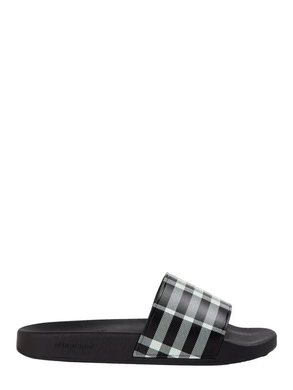 Burberry Checked Sliders - Black