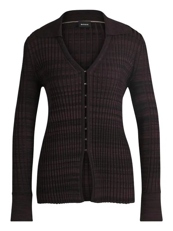 Hugo Boss Collared Knit Cardigan - Black