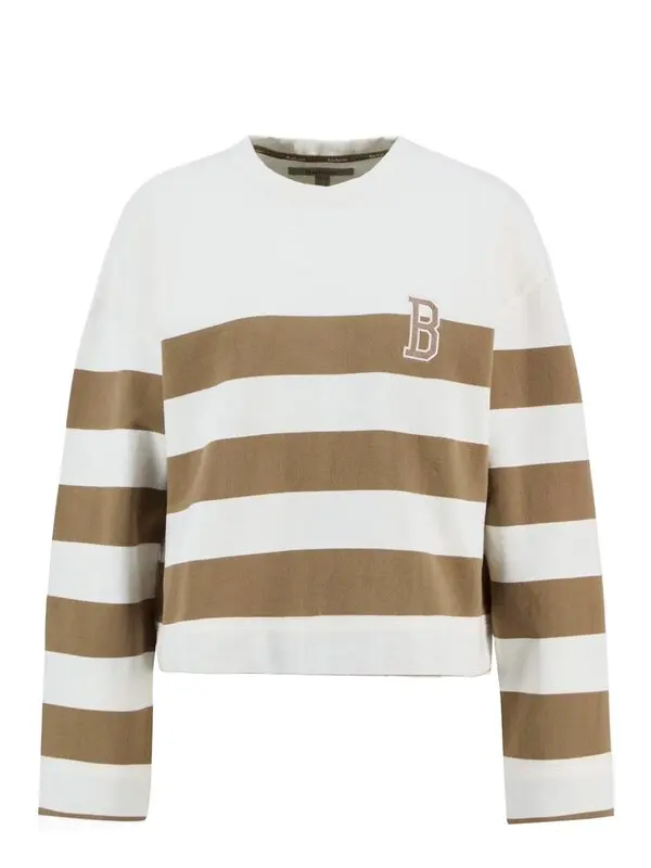 Barbour Striped Round Neck Sweatshirt - White