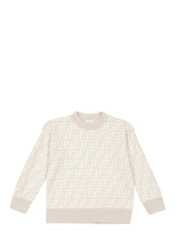 Fendi All-over Logo Crew Neck Sweater - White