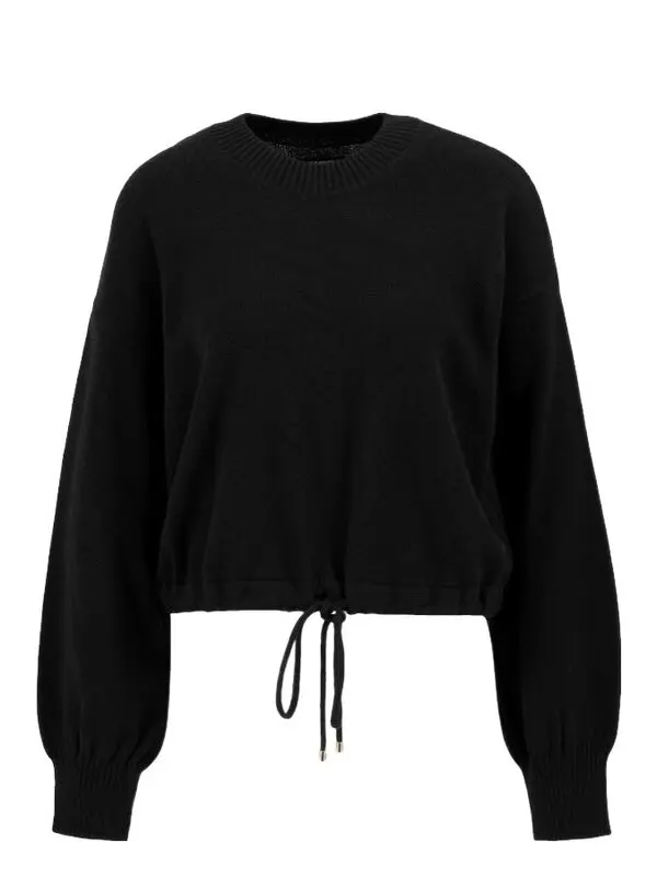 Barbour Long-sleeved Crew Neck Sweater With Drawstring Hem - Black