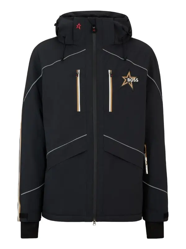 Hugo Boss Ski Jacket With Hood And Contrasting Piping - Black