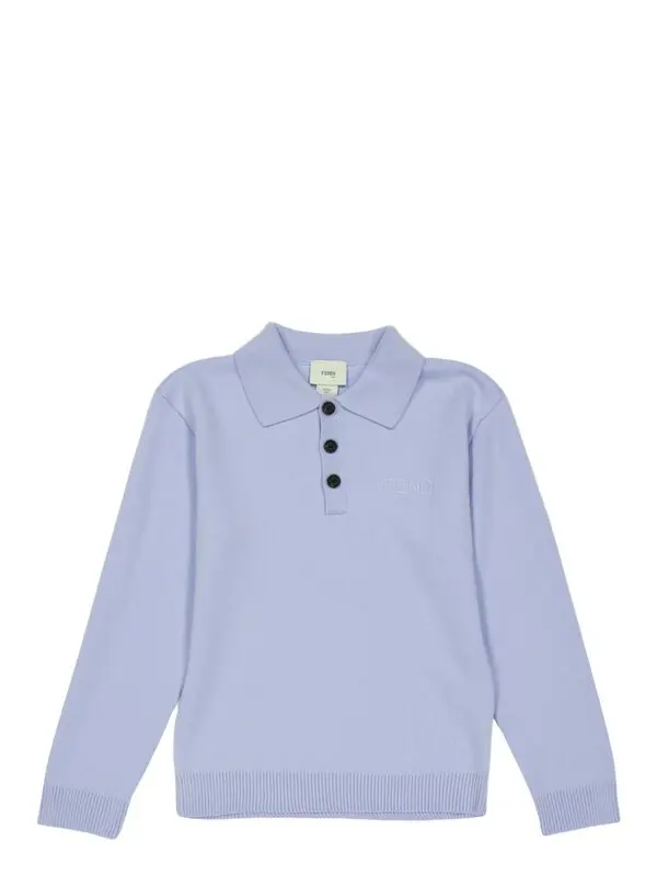 Fendi Long Sleeve Polo Collar Sweater - Blue
