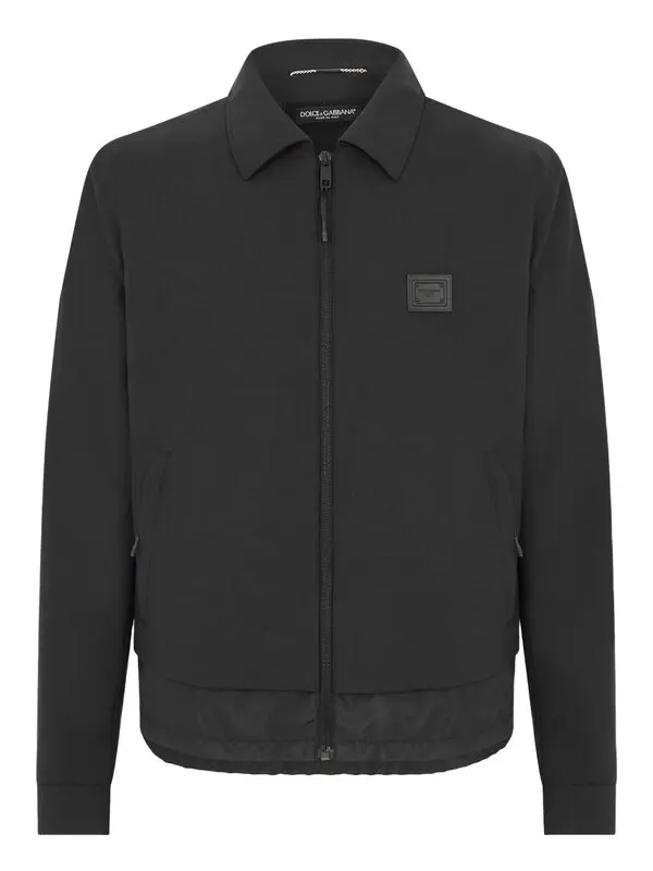 Dolce & Gabbana Zip-up Jacket With Logo Patch - Black