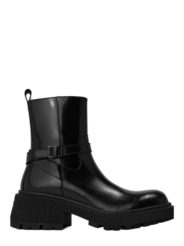 JIMMY CHOO Buckle Strap Ankle Boots - Black