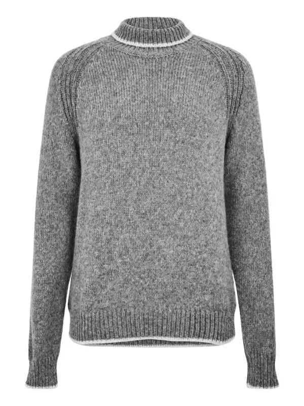 Moncler Ribbed Knit High Neck Pullover - Gray