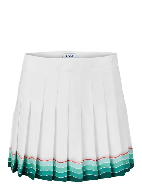Casablanca Pleated Printed Midi Skirt - White
