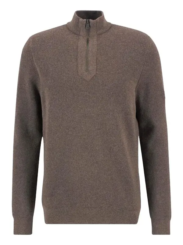 Barbour Crawley Half Zip Jumper - Brown