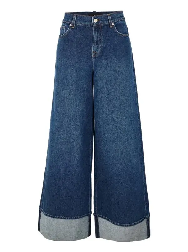7 For All Mankind Belt Loop Wide Leg Jeans - Blue
