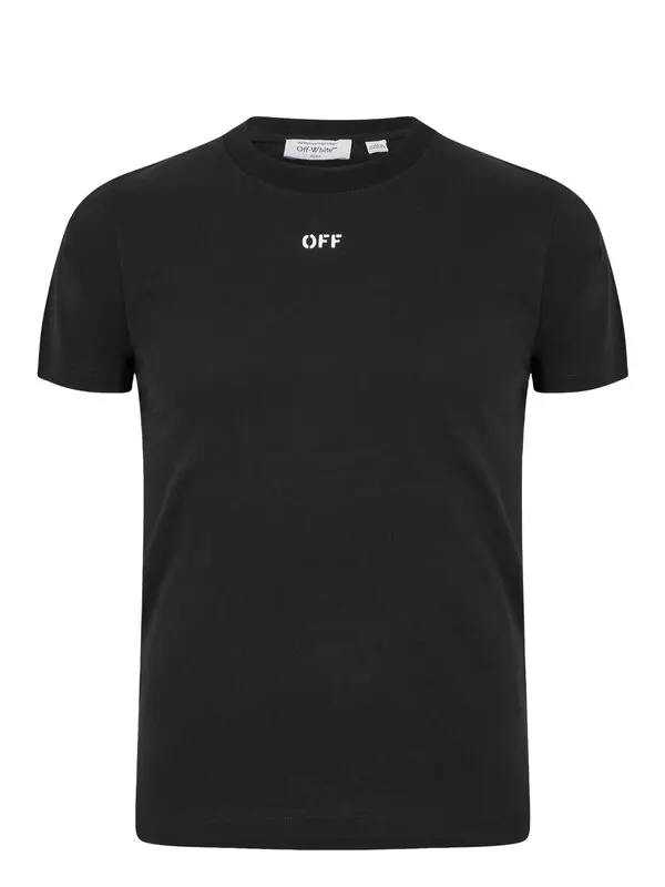 Off-White Graphic Print Cotton Crew Neck T-shirt - Black