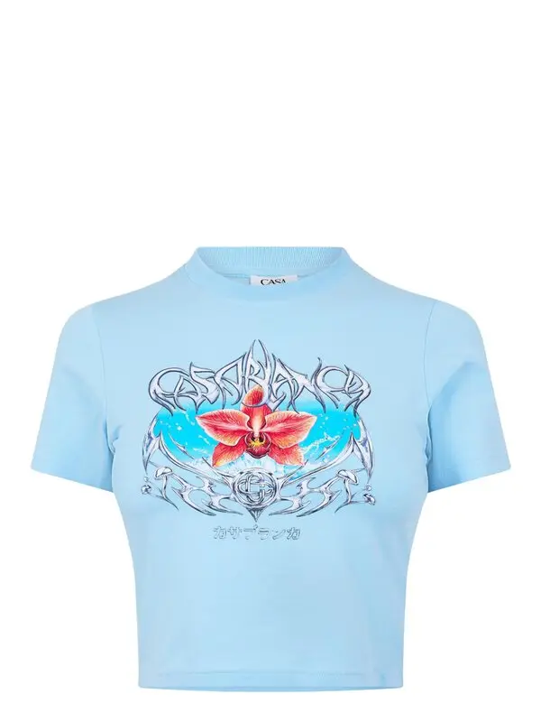 Casablanca Round Neck Printed T-shirt - Blue