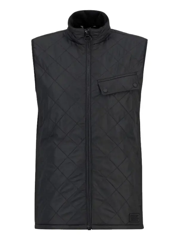 Barbour Sleeveless Quilted Vest With Stand Collar - Black