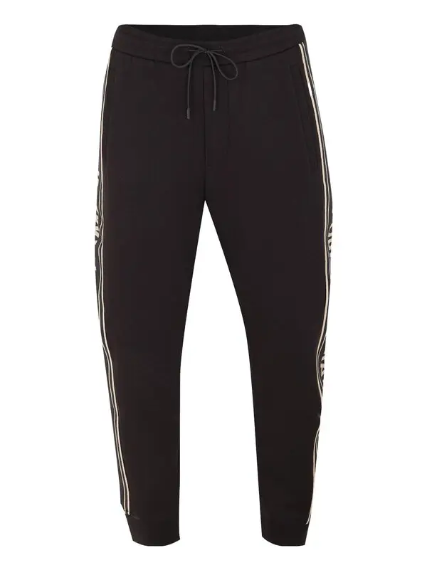 Emporio Armani Solid Color Striped Comfortable Sports Pants - Black