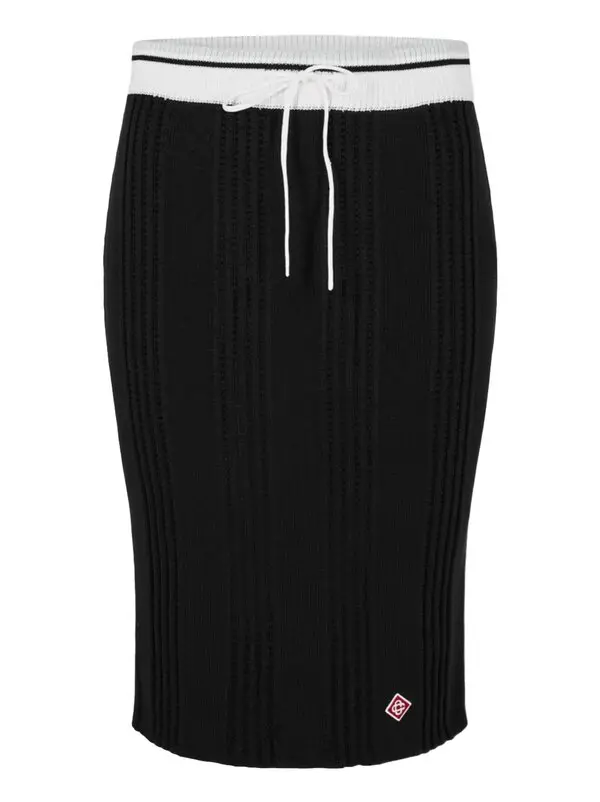 Casablanca Striped Rib Knit Miniskirt - Black