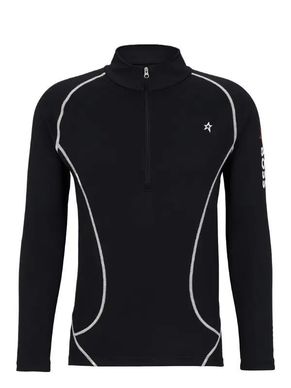 Hugo Boss Zip-up Fleece Sweatshirt With Logo Detail - Black