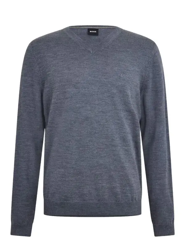 Hugo Boss V-neck Fine Knit Pullover - Gray