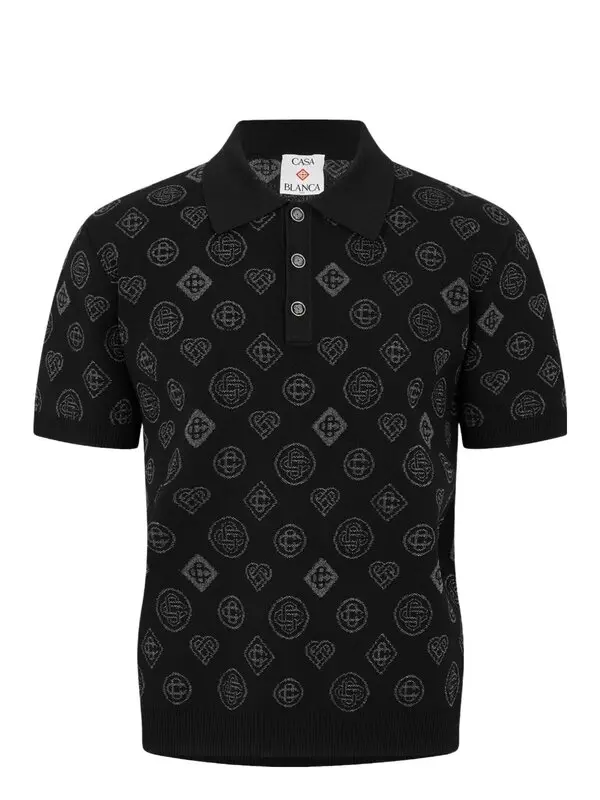 Casablanca Logo Embroidered Polo Shirt - Black