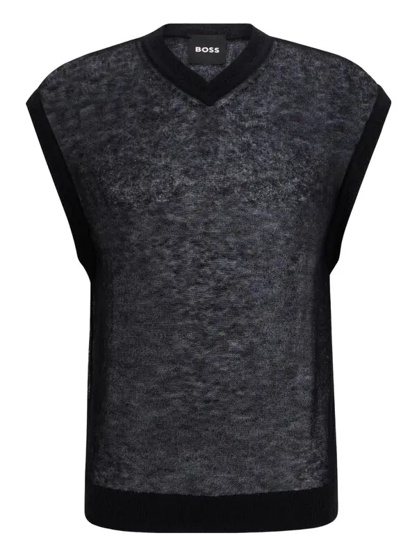 Hugo Boss V-neck Knit Vest - Black