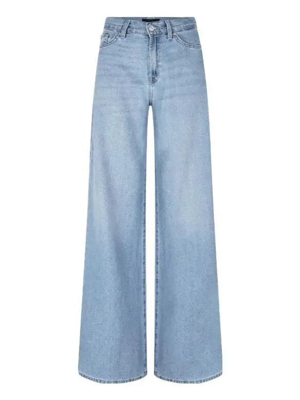 7 For All Mankind Lotta Wide Leg Jeans - Light Blue