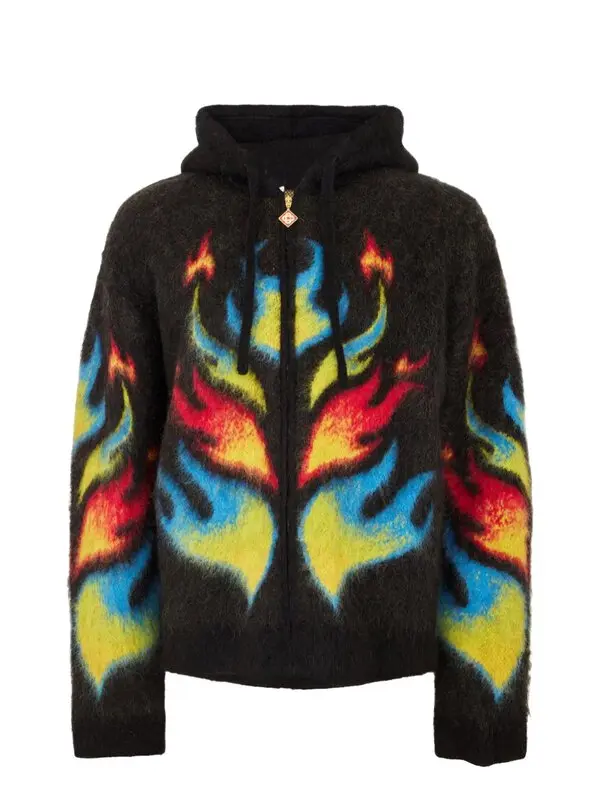 Casablanca Hooded Zip-up Sweater - Black